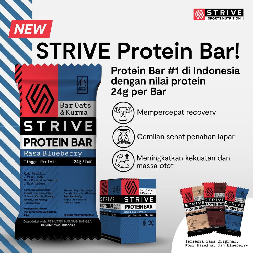 Strive Protein Bar 1 box isi 5pcs x 60g – striveindonesia